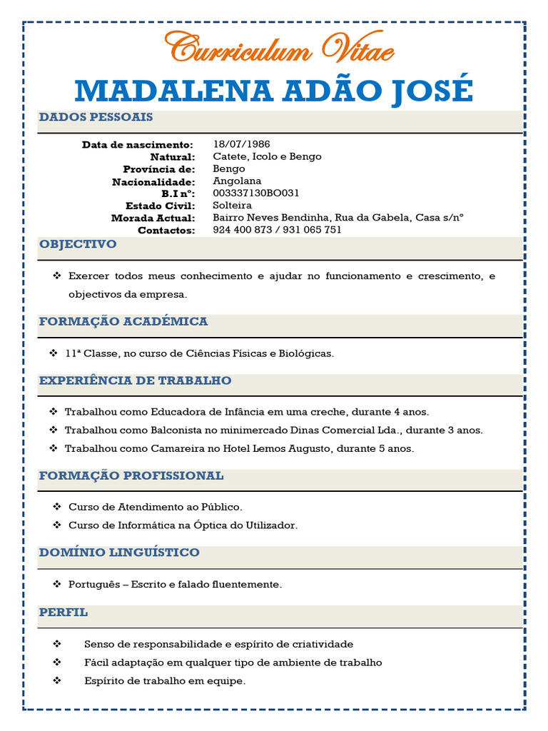 CV - Madalena Adão José | PDF