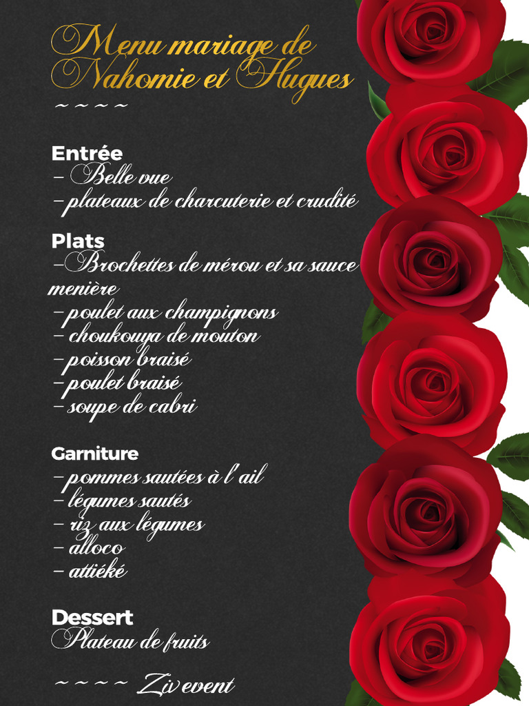 Menu Mariage Mimo | PDF