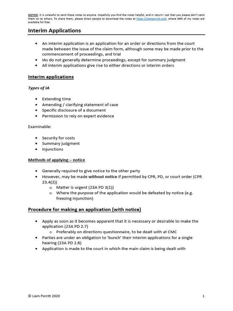 Understanding Interim Applications in CPR | PDF | Injunction | Summary ...