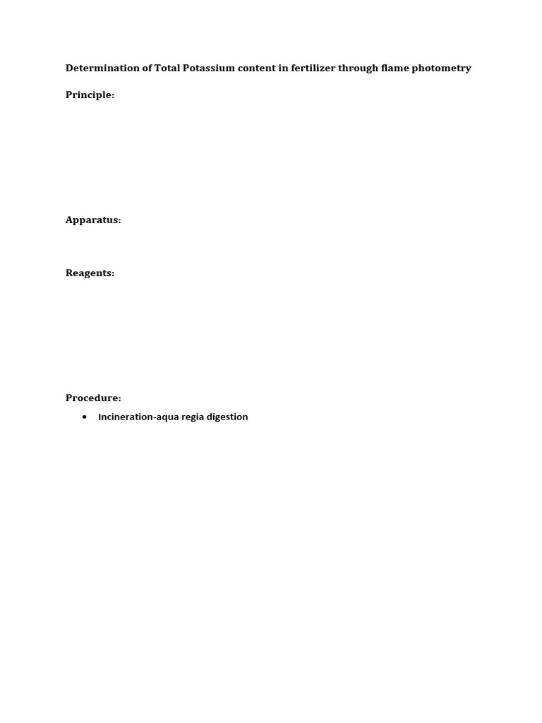 Determination Total K in Fertilizer - Lab | PDF | Volume | Potassium