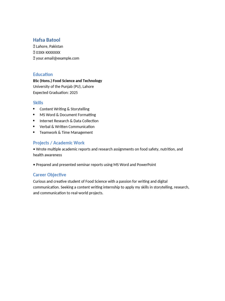 Hafsa Batool Resume | PDF