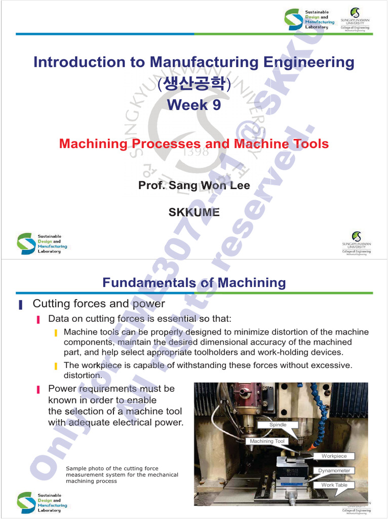 MFG Week9-1 Machining Fundamentals 2-2slides-Watermark | PDF | Machining | Force