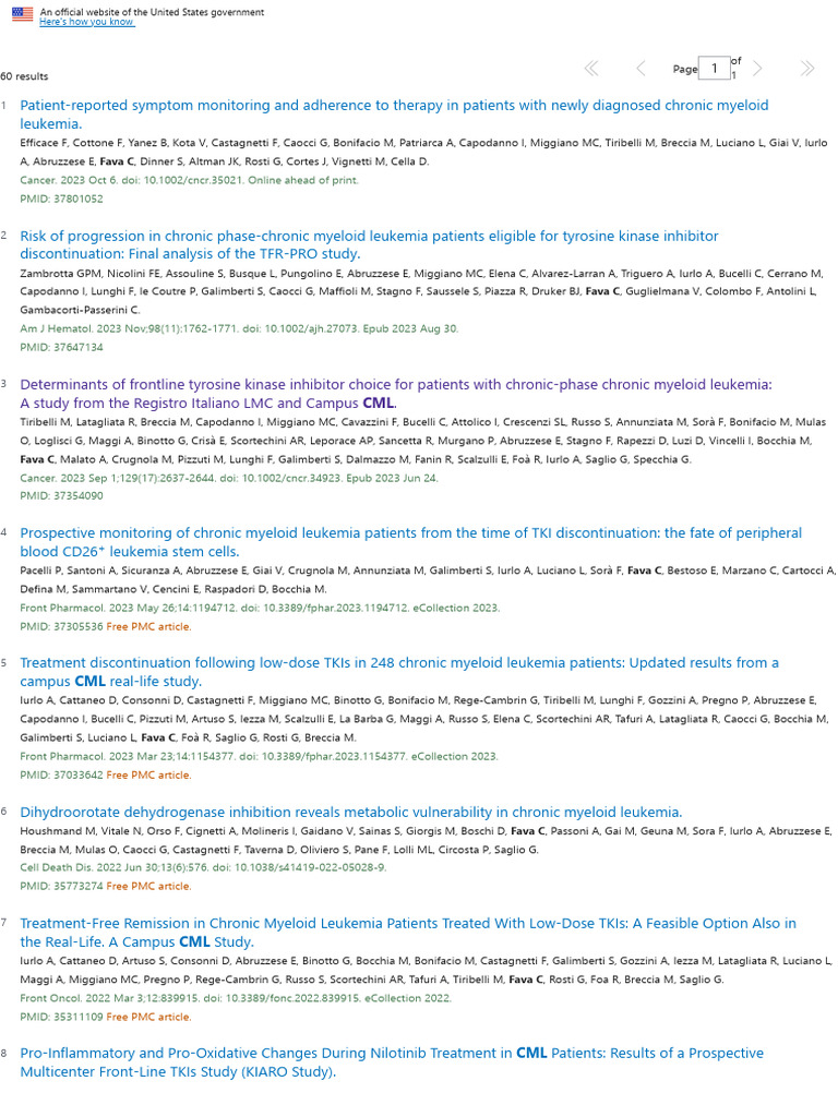 Fava C CML - Search Results - PubMed | PDF | Leukemia | Diseases And Disorders