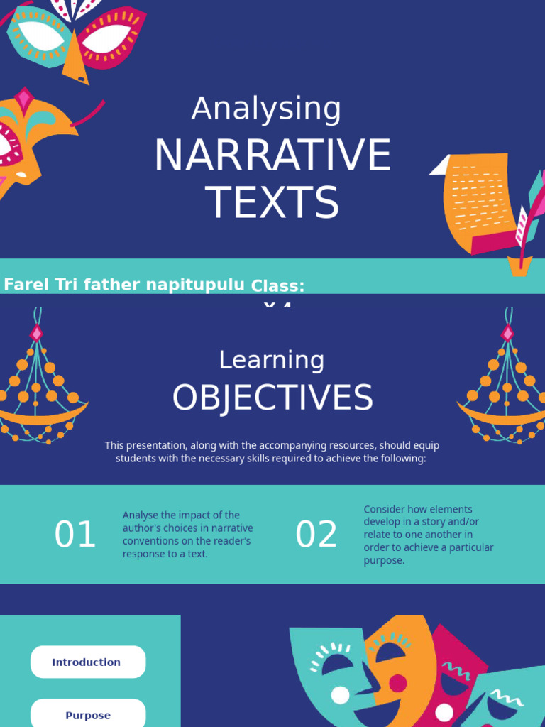 English Analysing Narrative Texts Presentation Blue Turquoise Bright ...
