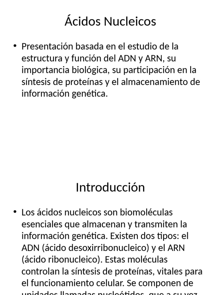 Presentacion Acidos Nucleicos | PDF | Rna | Adn