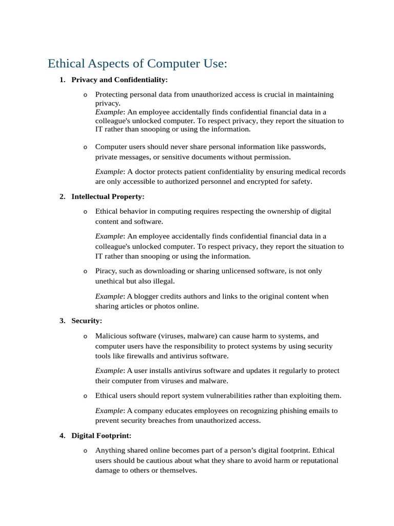 Ethical and Legal Aspects of Computer Use | PDF | Security | Computer ...