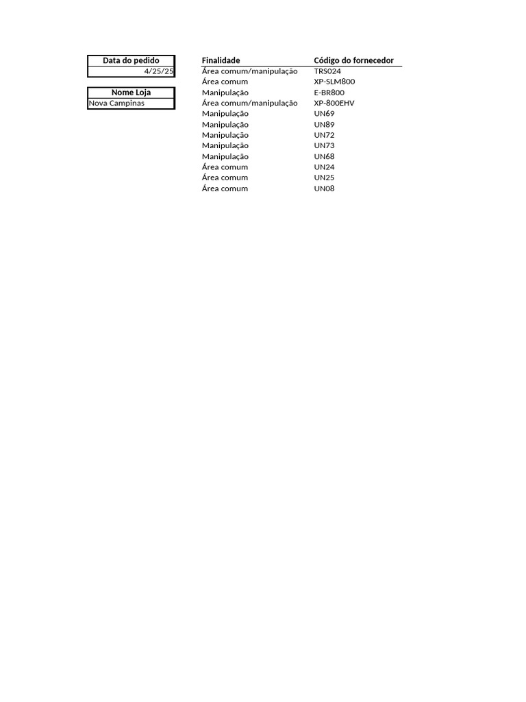 Pedido Padrão MM Junho | PDF