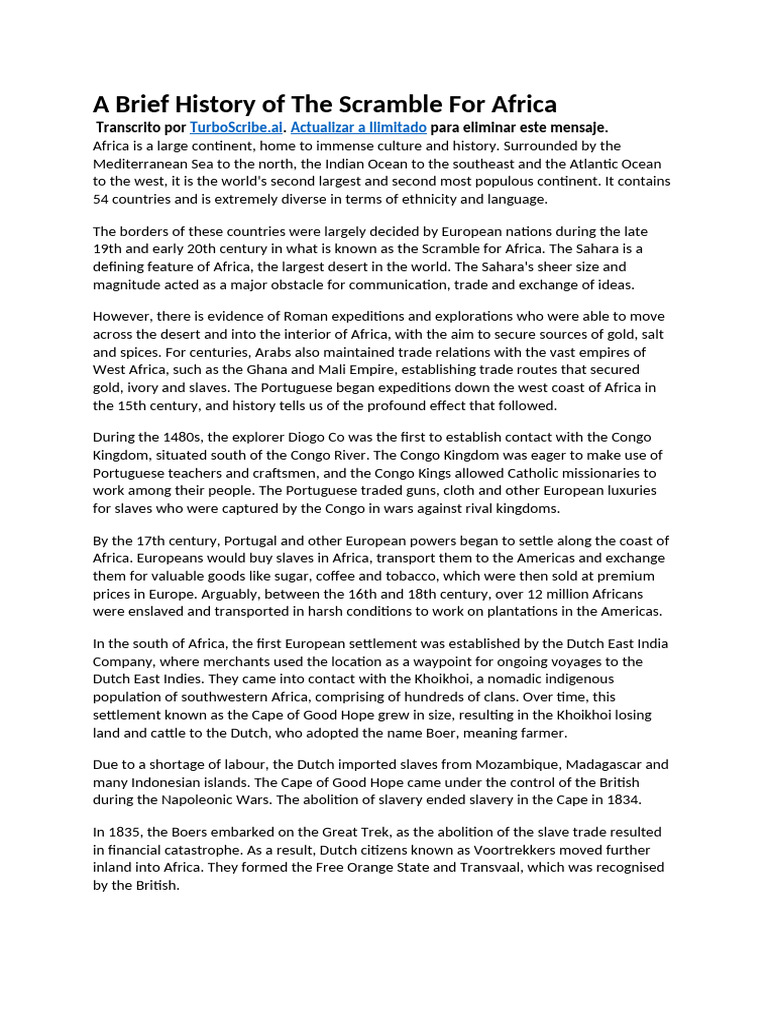 A Brief History of The Scramble For Africa | PDF | Africa | Slavery