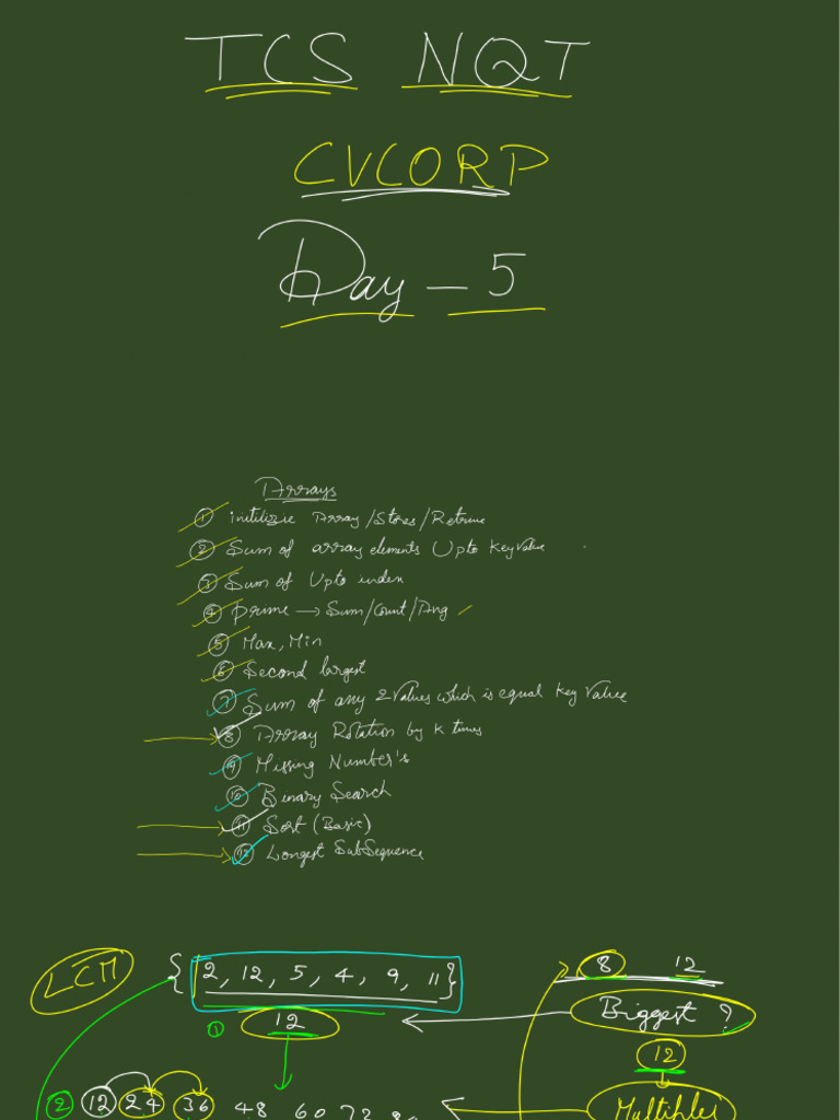 Tcs NQT - Day 5 - Arrays | PDF