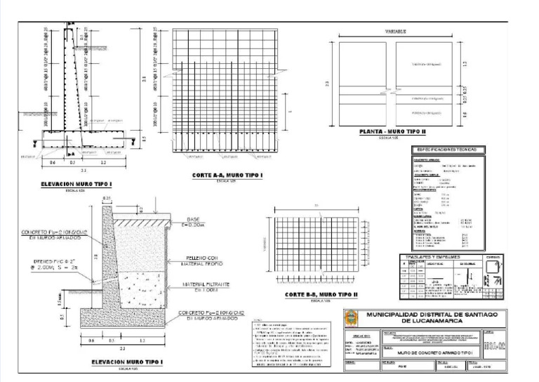 PDF Plano Muro de Contencion M I - Compress | PDF