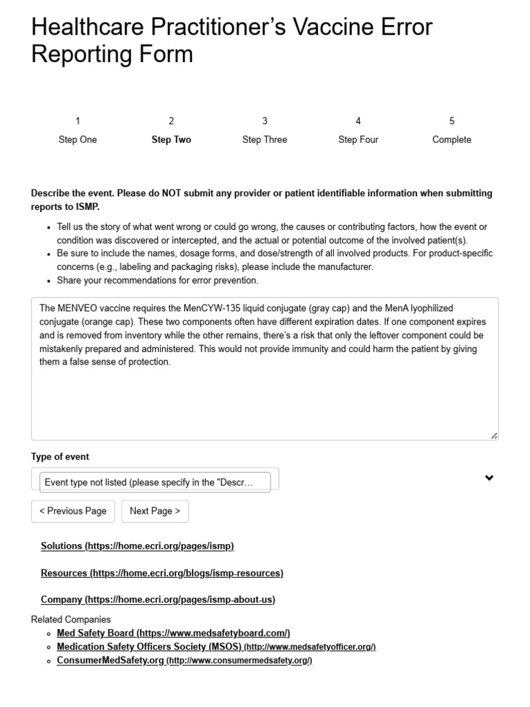 Ismp Error Report Vaccine | PDF