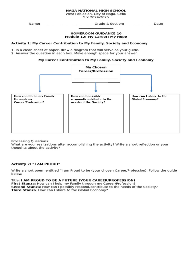 Career Guidance Activities for Students | PDF