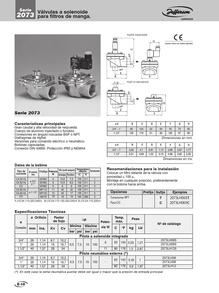 Válvulas Solenoide Serie 2073 | PDF