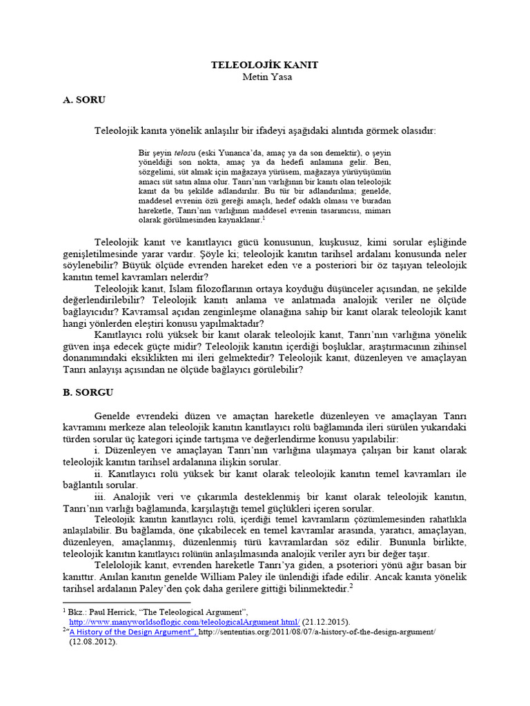 Teleolojik Delil | PDF