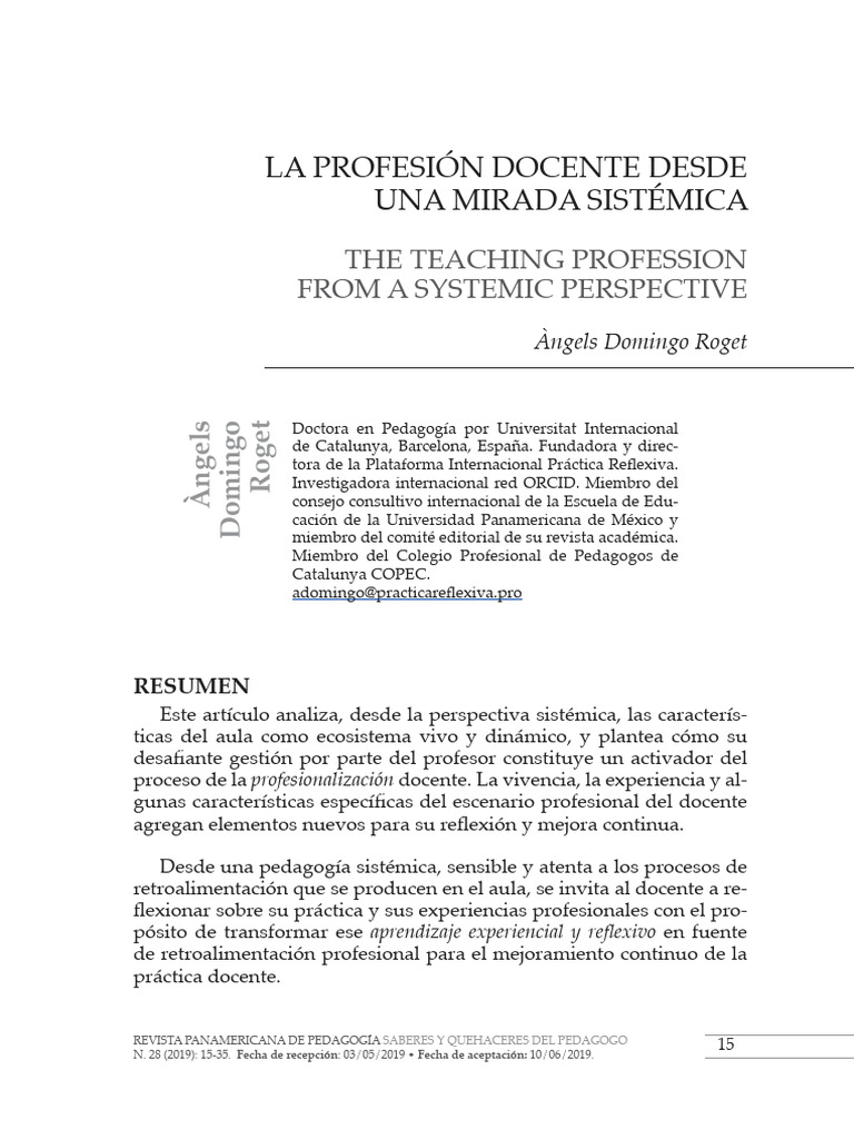 La Profesion Docente Desde Una Mirada Sistemica 3f5oup737b | PDF | Maestros | Aprendizaje