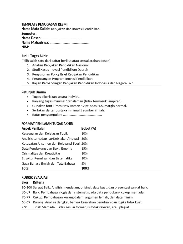 2025 - Uas Template Penugasan | PDF