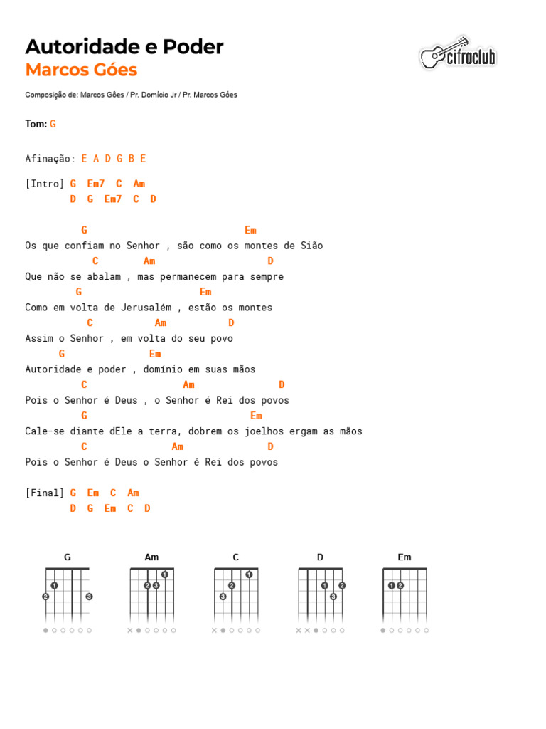 Cifra Club - Marcos Góes - Autoridade e Poder | PDF