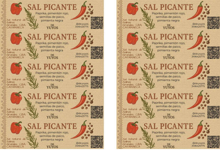 Etiquetas Sal Picante | PDF