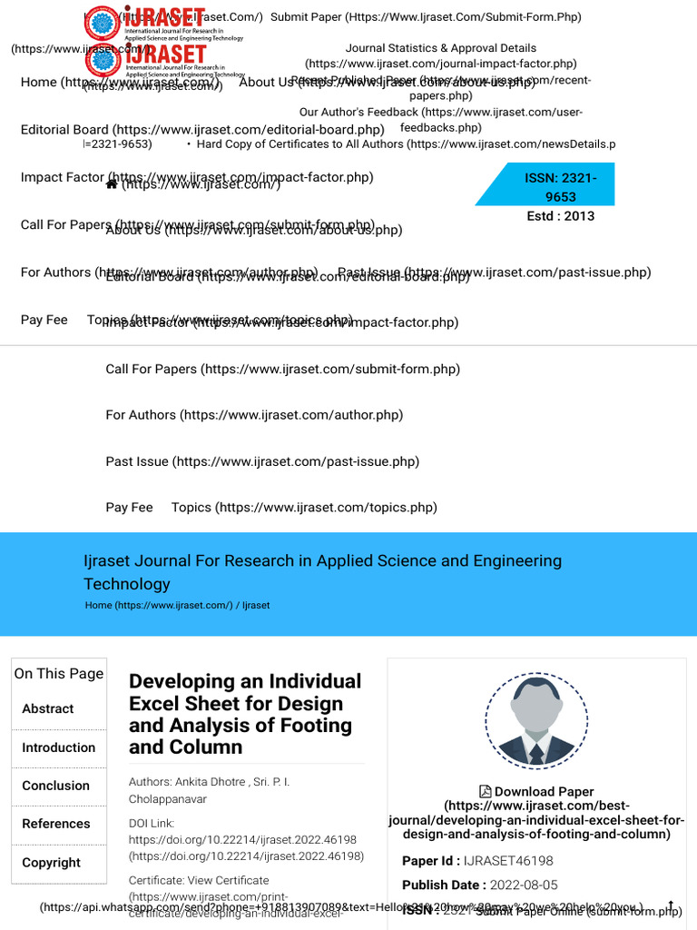 Developing An Individual Excel Sheet For Design An | PDF | Beam ...