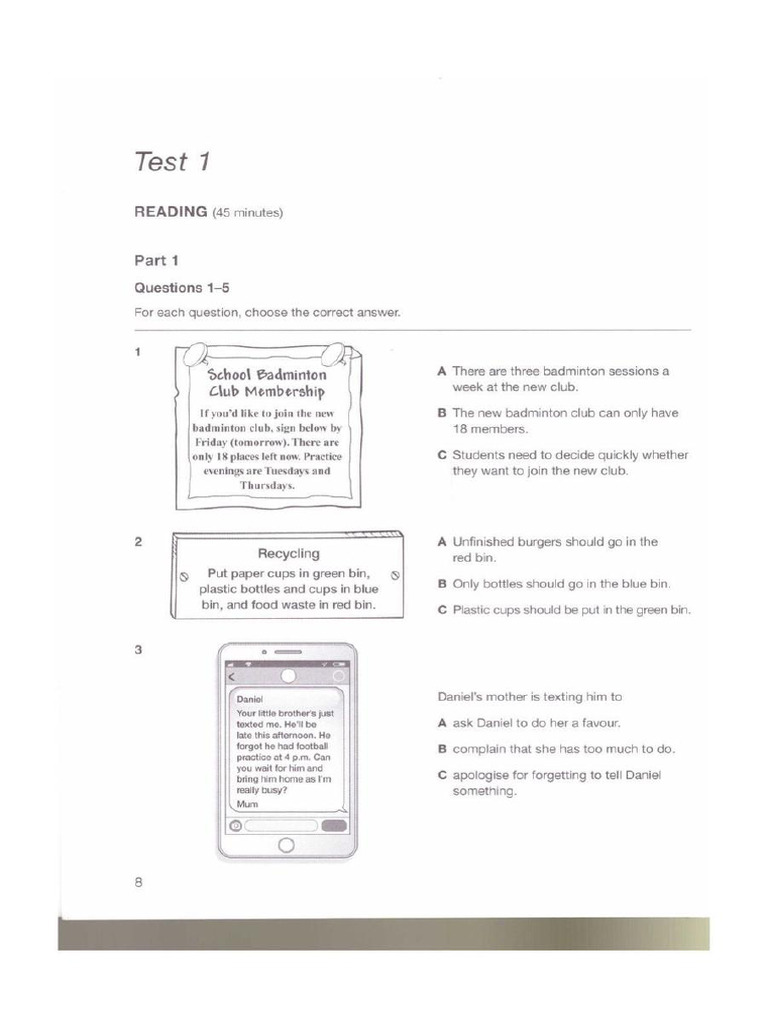 b1 Preliminary For Schools 1 With Answers Authentic Practice Compress 7 ...