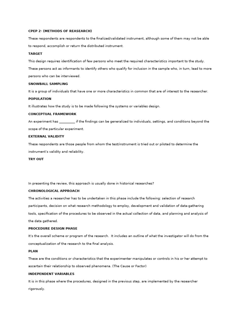 Cpep 2 - (Methods of Reasearch) | PDF | Sampling (Statistics) | Survey Methodology