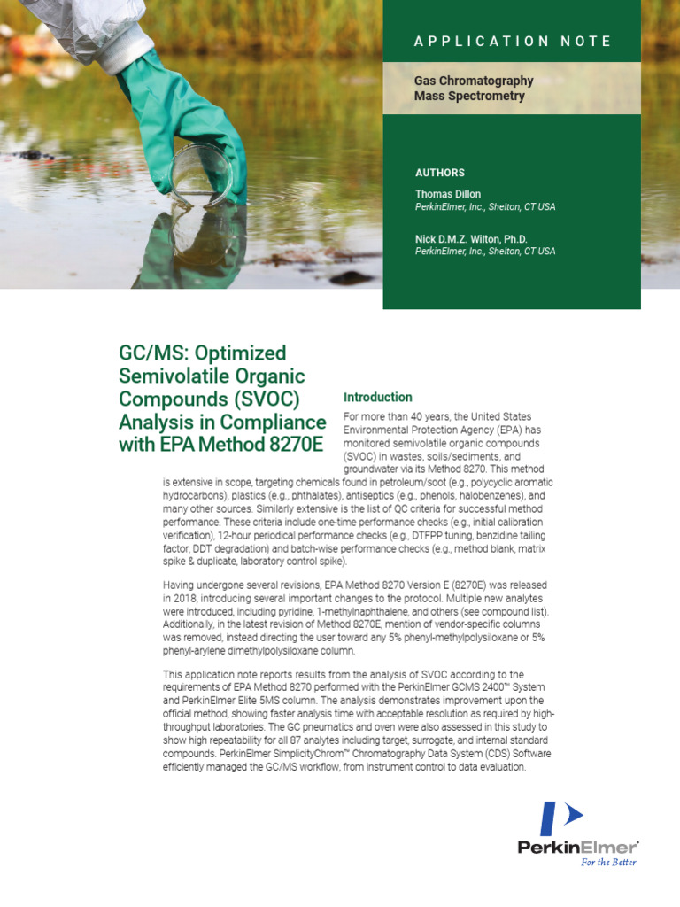 Optimized SVOC Analysis via EPA 8270E | PDF | Gas Chromatography | Gas ...