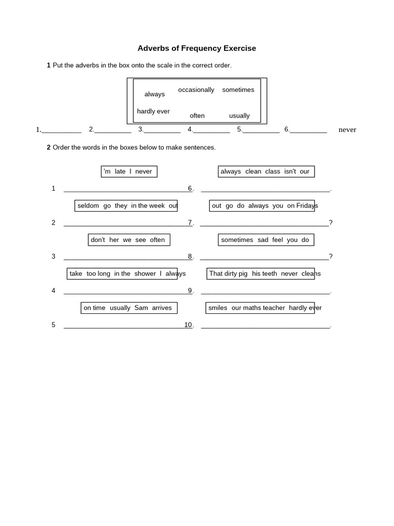 Adverbs of Frequency Exercise | PDF