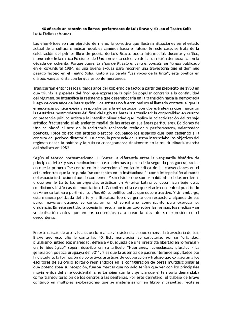 40 años de Luis Bravo en el Teatro Solís | PDF | Arte de performance ...