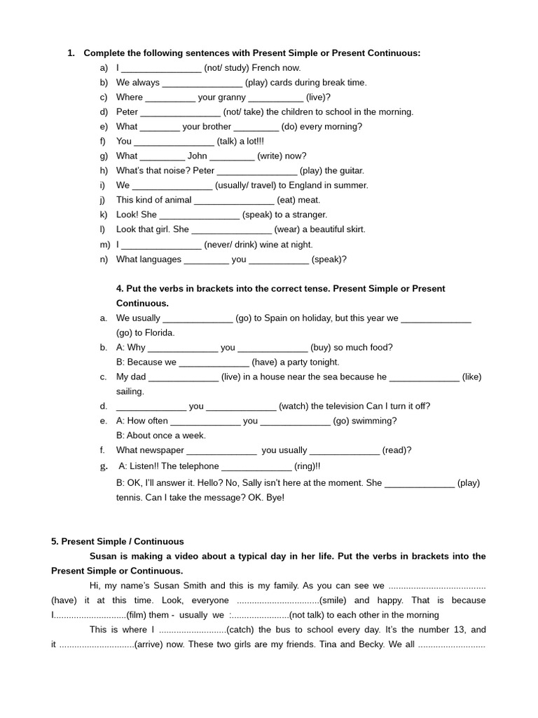 Present Simple - Cont - Past Simple | PDF | Linguistics | Grammar