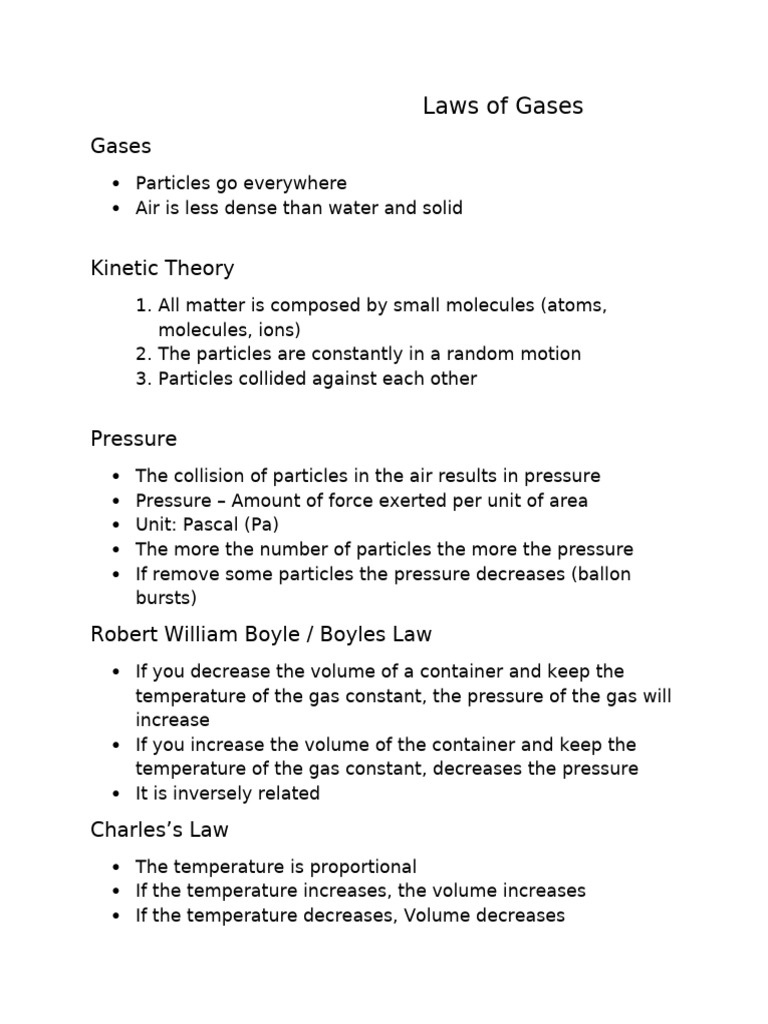 Laws of Gases and Their Properties | PDF