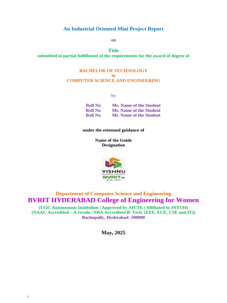 Miniproject Sample Report Template | PDF | Computing