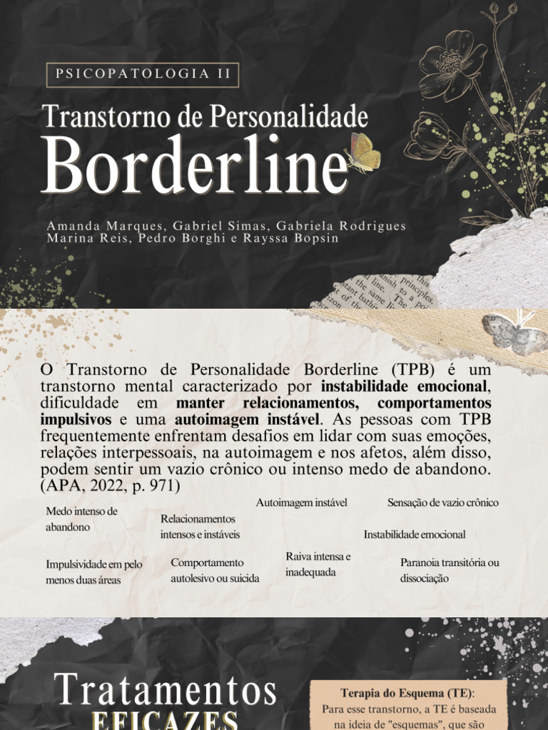 Slides Sobre Transtorno de Personalidade Borderline | PDF