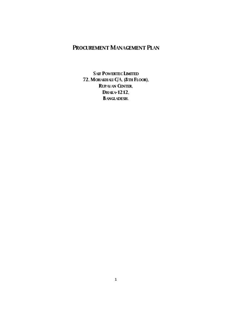 Procurement Management Plan Overview | PDF | Procurement | Production ...