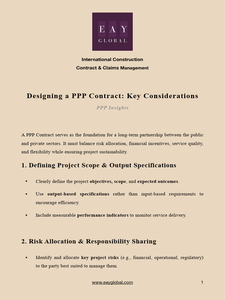 Art - Designing A PPP Contract - Key Considerations | PDF | Public ...