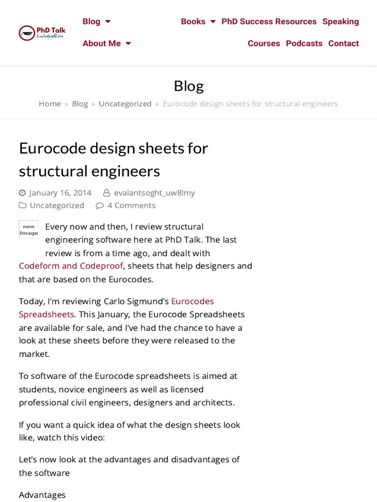 Eurocode Design Sheets For Structural Engineers | PDF | Spreadsheet
