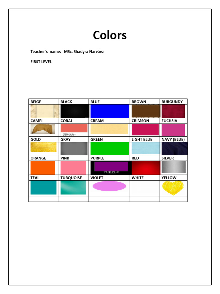 VOCABULARY Colors AND OCCUPATIONS-1 Word | PDF