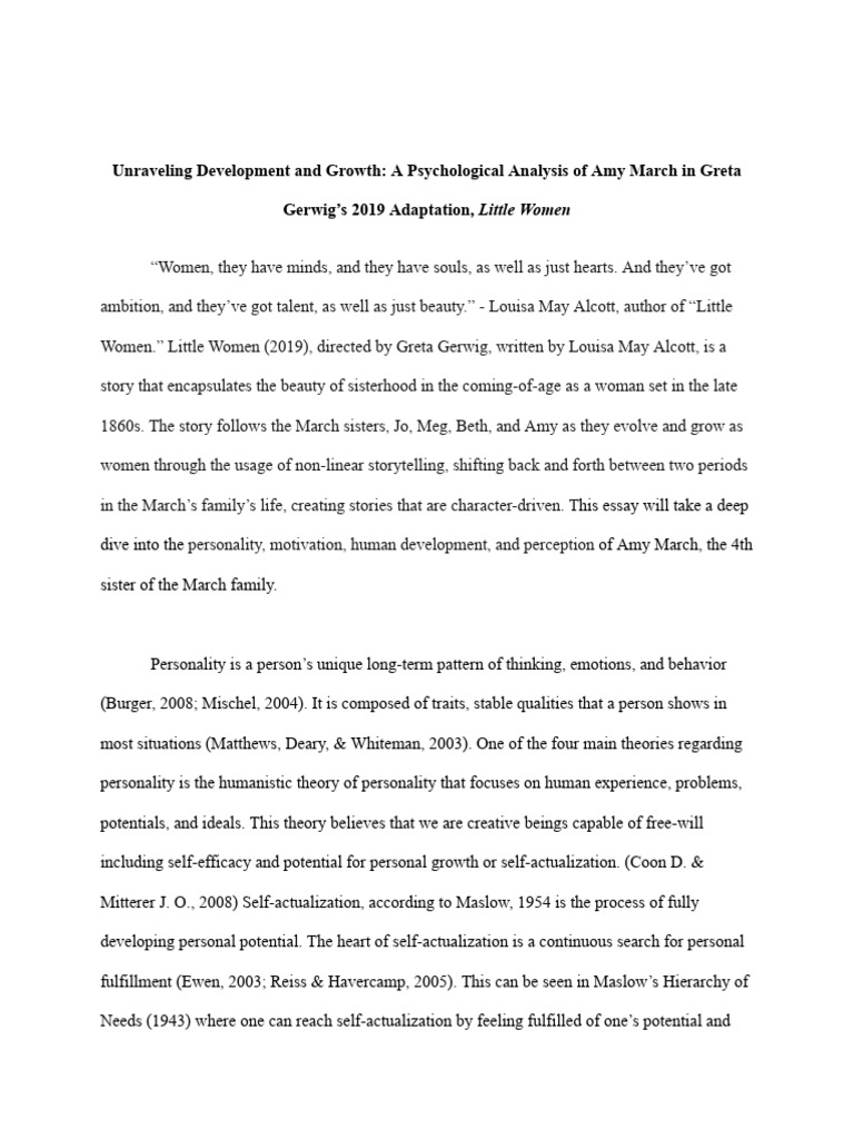 Amy Little Women Character Analysis | PDF | Self Actualization | Psychology