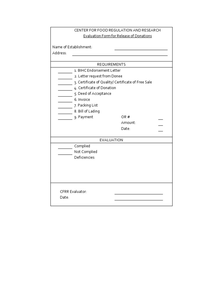 Requirements For Release of Food Donations | PDF