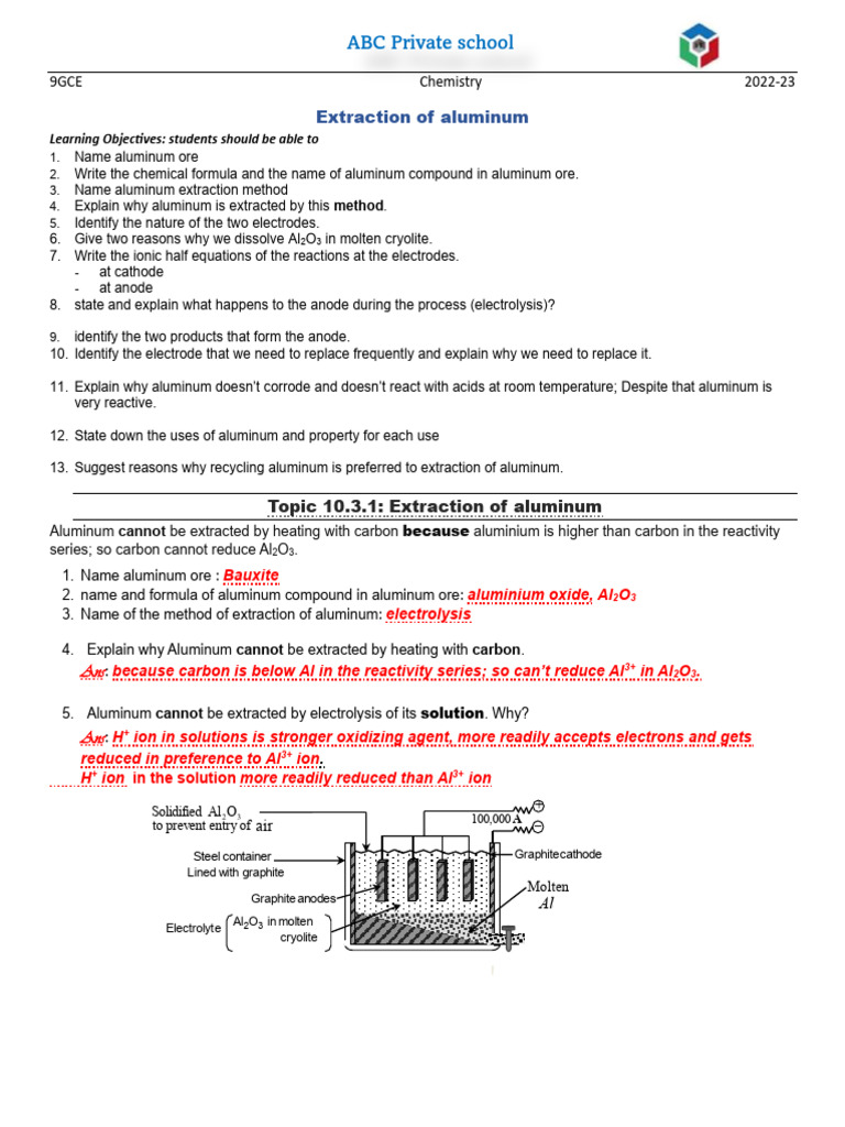 Aluminum Extraction and Properties Guide | PDF | Aluminium | Redox