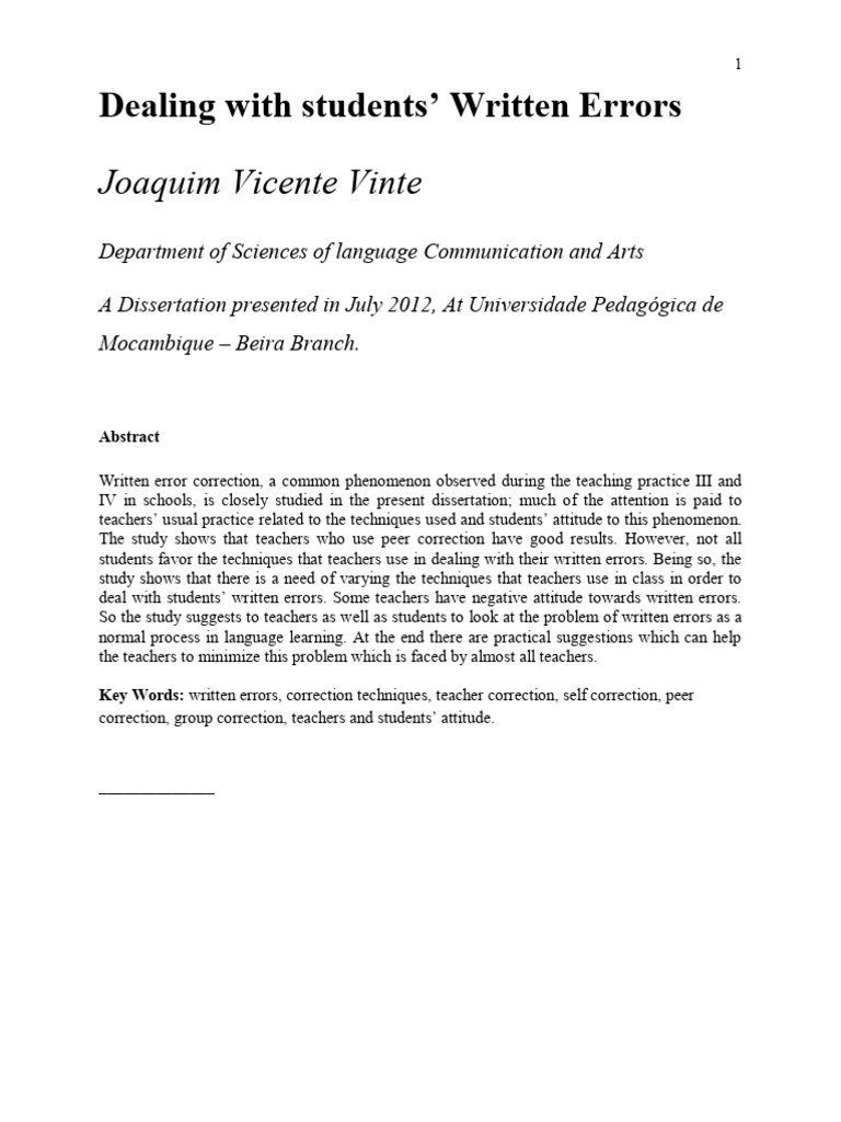 Dealing With Written Errors | PDF | Error | Teachers