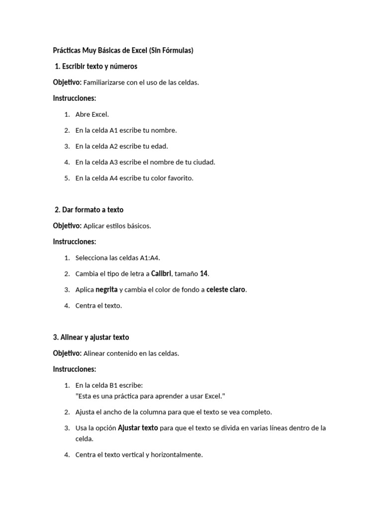 Prácticas Muy Básicas de Excel | PDF