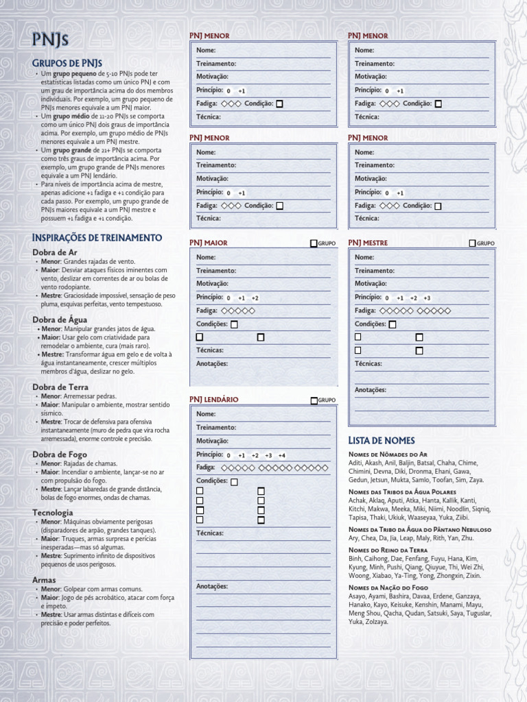 Ficha NPCs | PDF | Natureza | Geociências