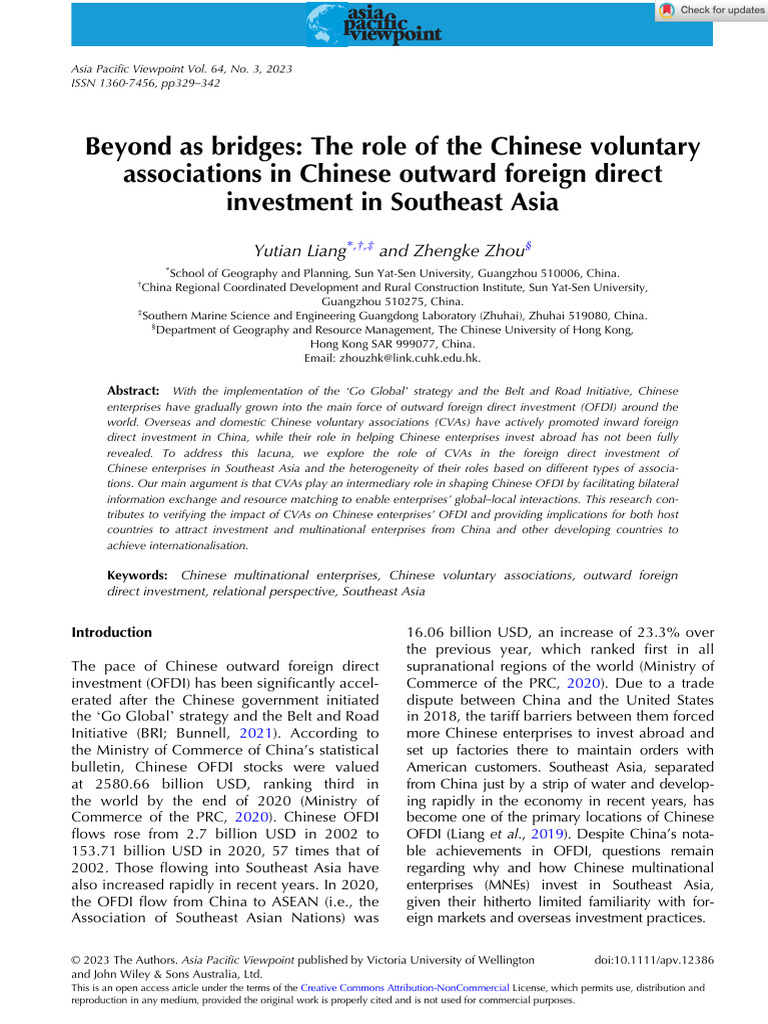 CVAs' Impact on Chinese OFDI in Southeast Asia | PDF | China | World ...