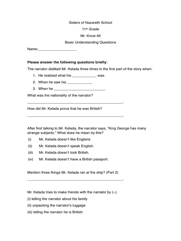 Mr. Know All Basic Understanding 3 | PDF