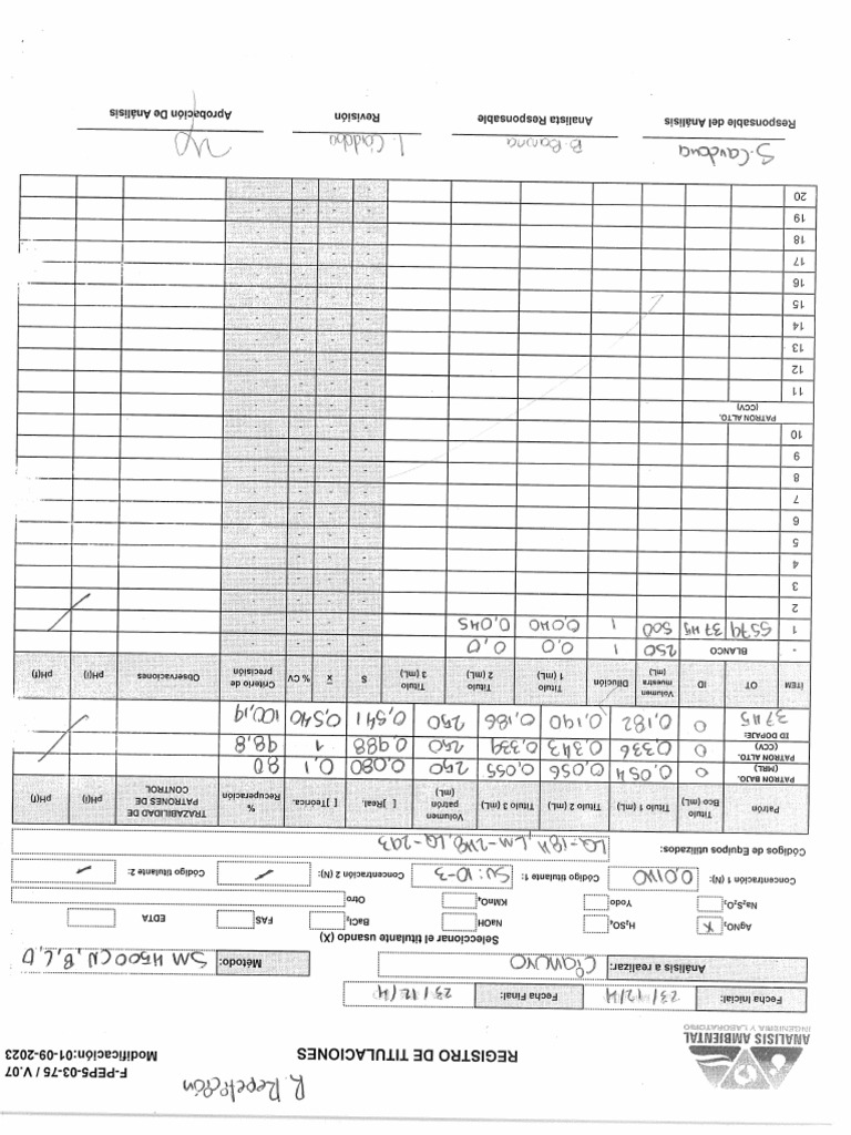 9c2. Registro de La Repetición Del Ensayo de Cianuro Total | PDF