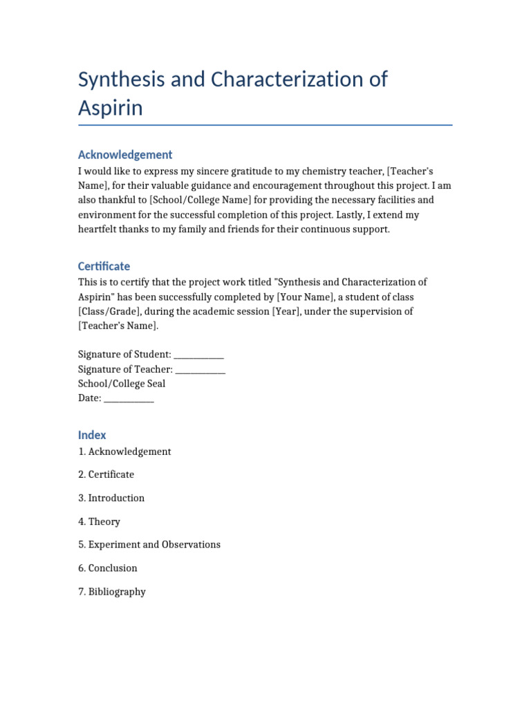 Synthesis and Characterization of Aspirin | PDF | Aspirin | Acid