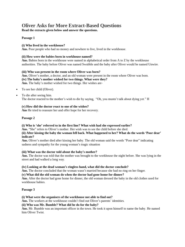 Oliver Asks For More Extract | PDF