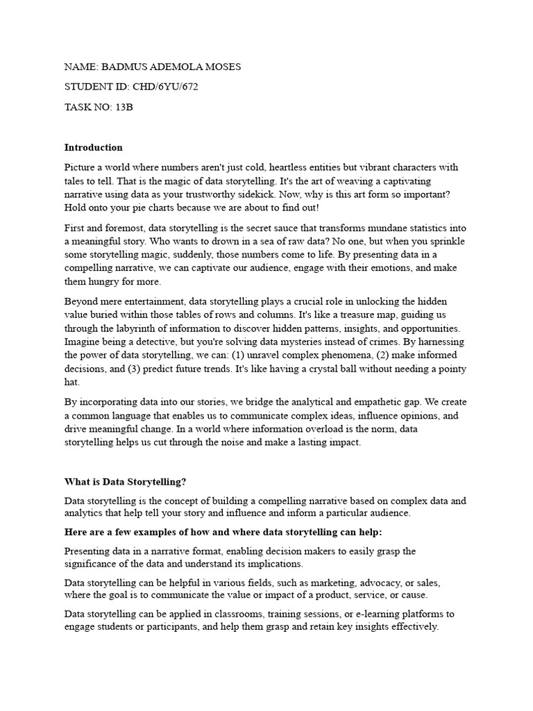 Task 13B | PDF | Narrative | Data Analysis