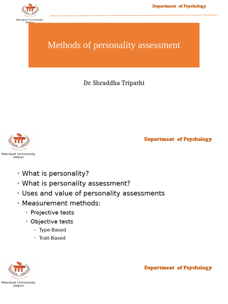 Personality Assessment Methods Explained | PDF | Psychology ...