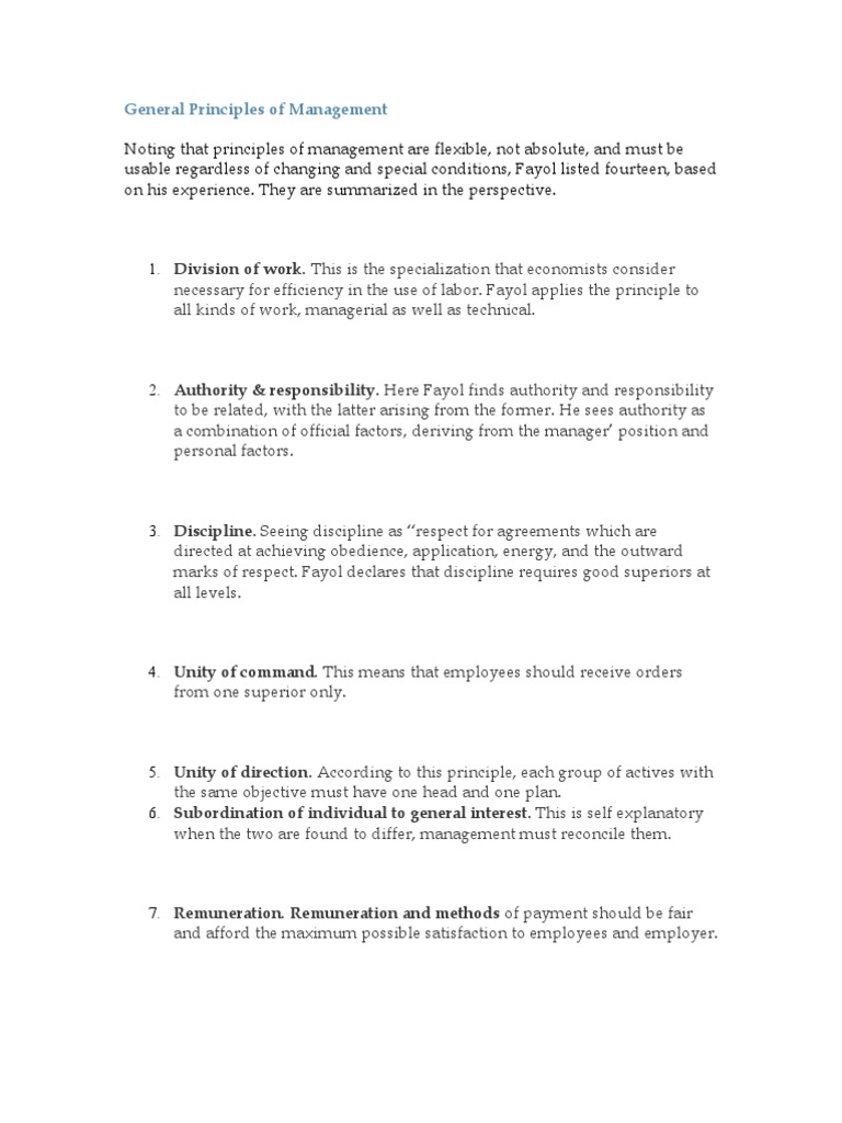 General Principles of Management | Download Free PDF | Employment ...